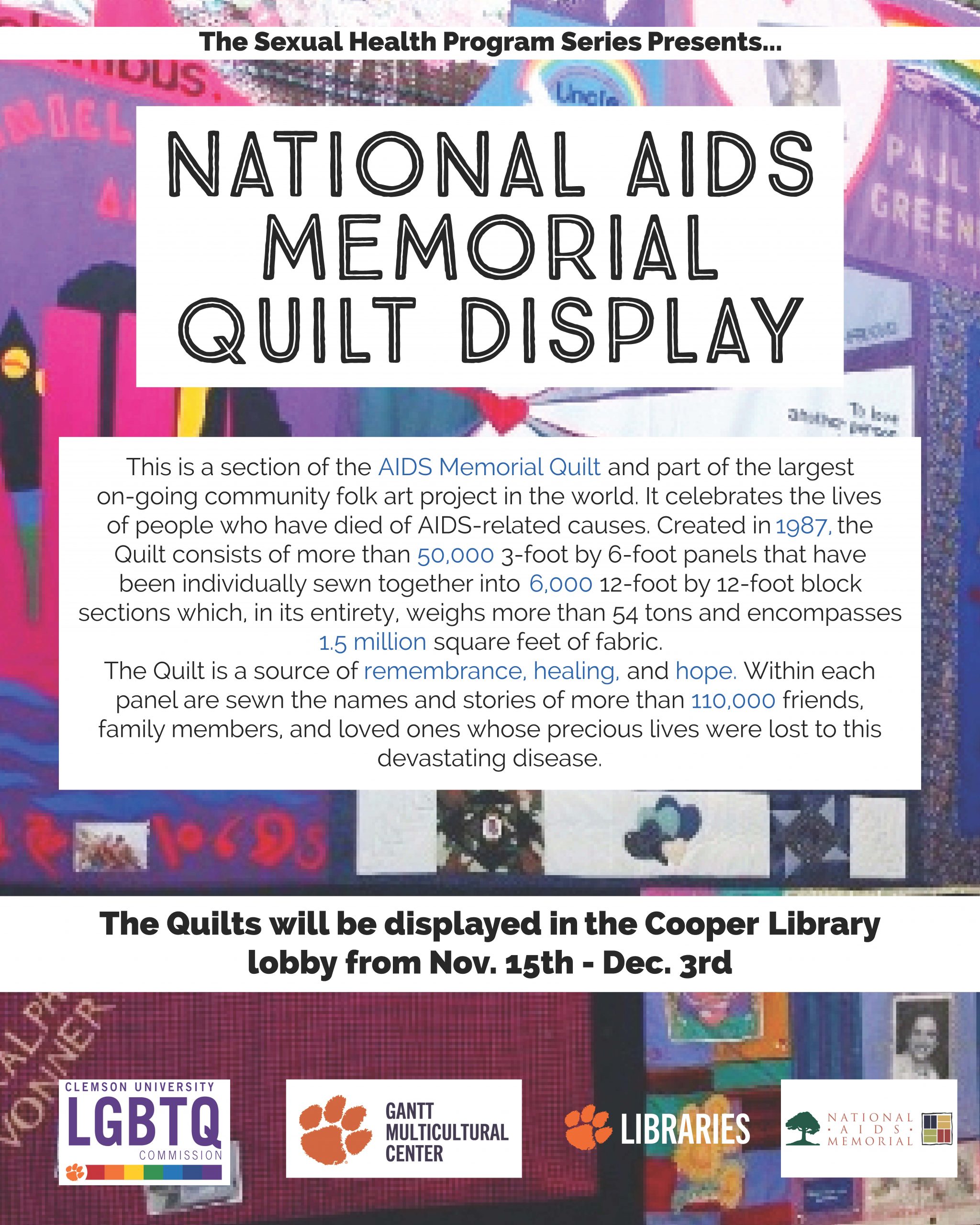 National AIDS Memorial Quilt Display – Clemson Libraries