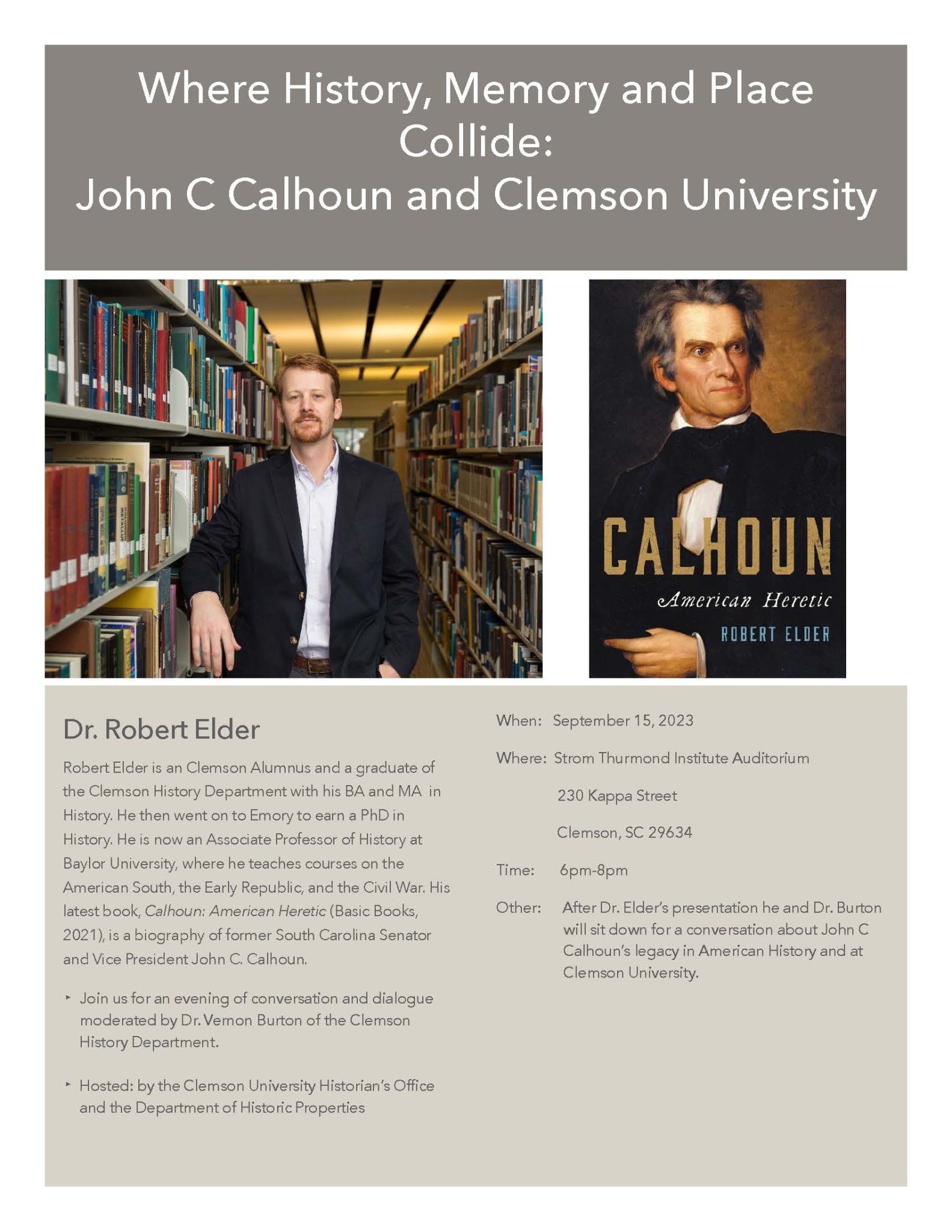 Clemson alumnus to discuss book on John C. Calhoun – Clemson Libraries