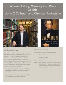 Clemson alumnus to discuss book on John C. Calhoun – Clemson Libraries