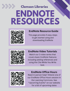 Libraries offers help with EndNote citation software – Clemson Libraries